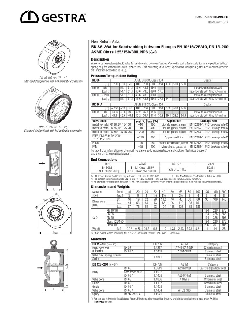 RK 86, 86A For Sandwiching Between Flanges PN 10/16/25/40, DN 15-200 ...