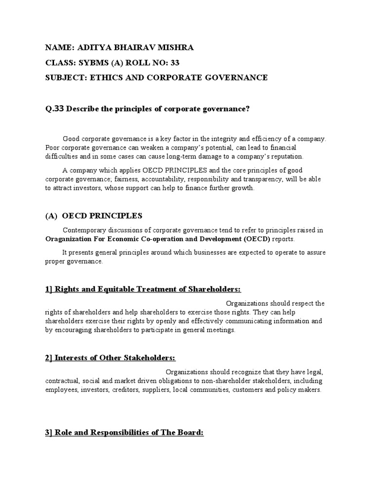Ethics and Corporate Governanace | PDF | Corporate Governance | Governance