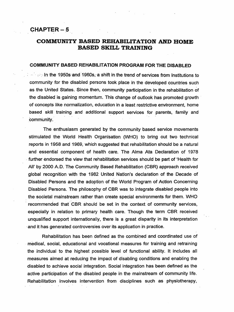 Chapter - 5 Community Based Rehabilitation and Home Based Skill ...