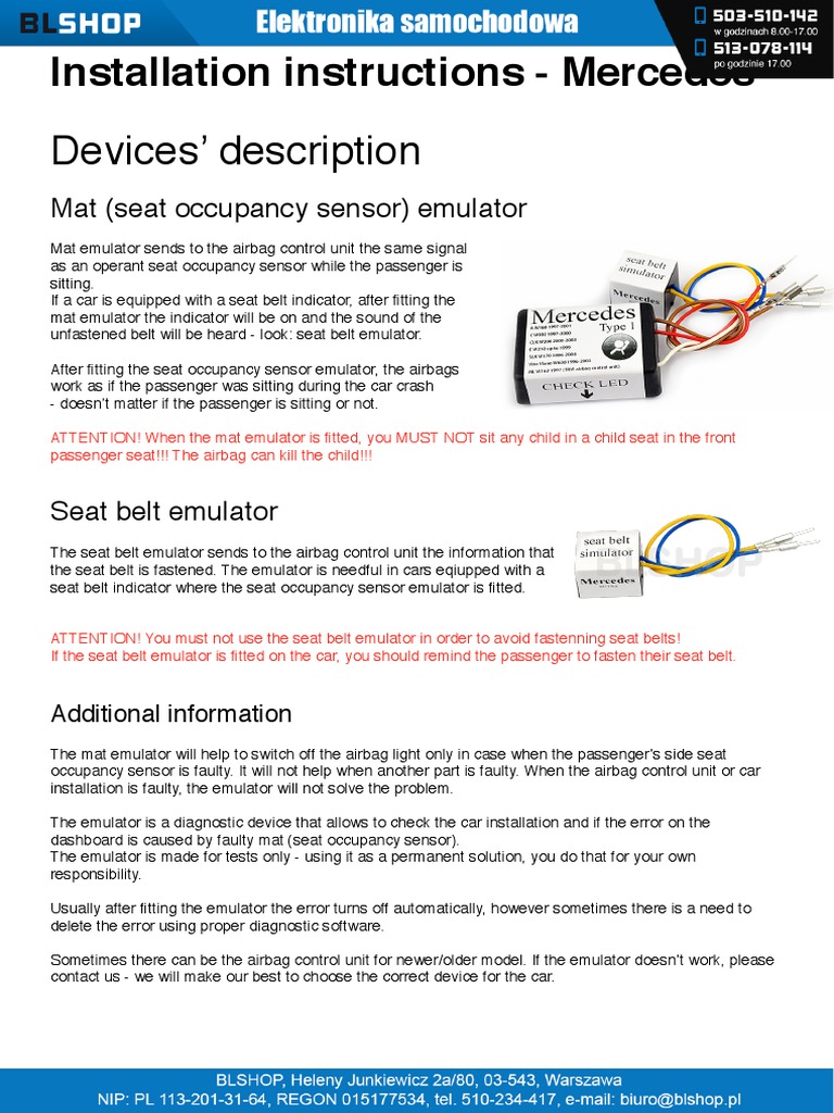 Devices Description Installation Instructions Mercedes Pdf