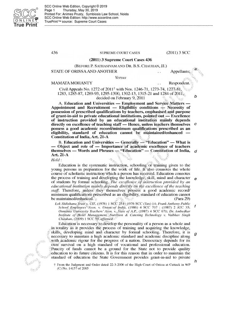 Excerpts from a Supreme Court of India case report covering various ...