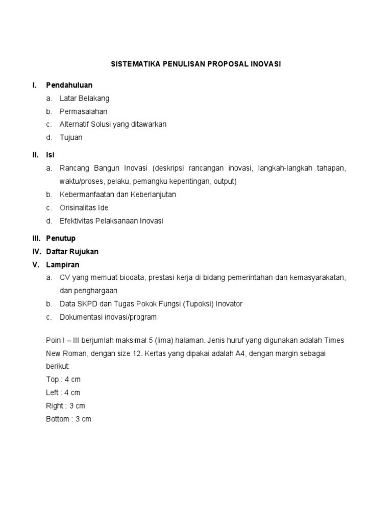 Sistematika Penulisan Proposal Inovasi PDF | PDF
