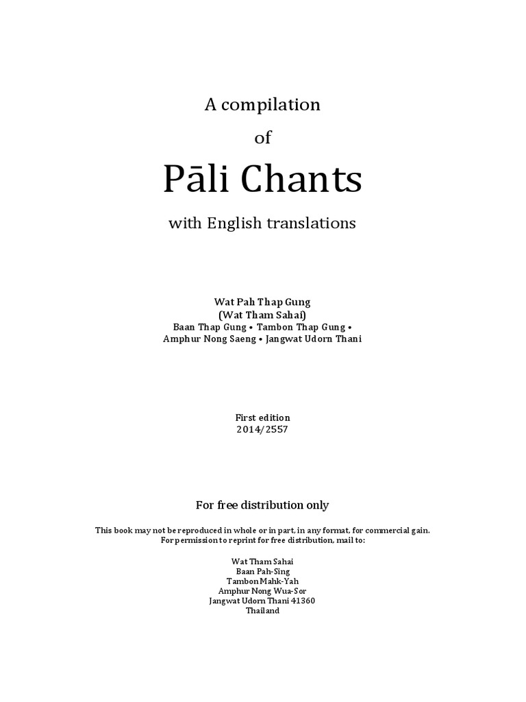 Pāli Chants: A Compilation of | PDF | Gautama Buddha | Buddhist Practices
