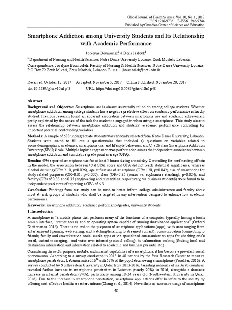Smartphone Addiction Among University Students and PDF | PDF | Mental ...