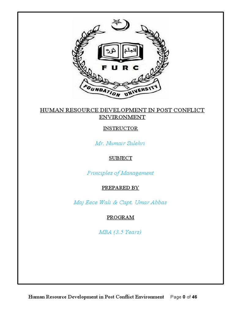 Human Resource Development - in Post Conflict Environment | PDF ...