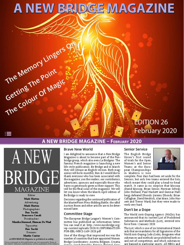 NewBridgeMag - 2020-02 | PDF | Contract Bridge | Ephemera