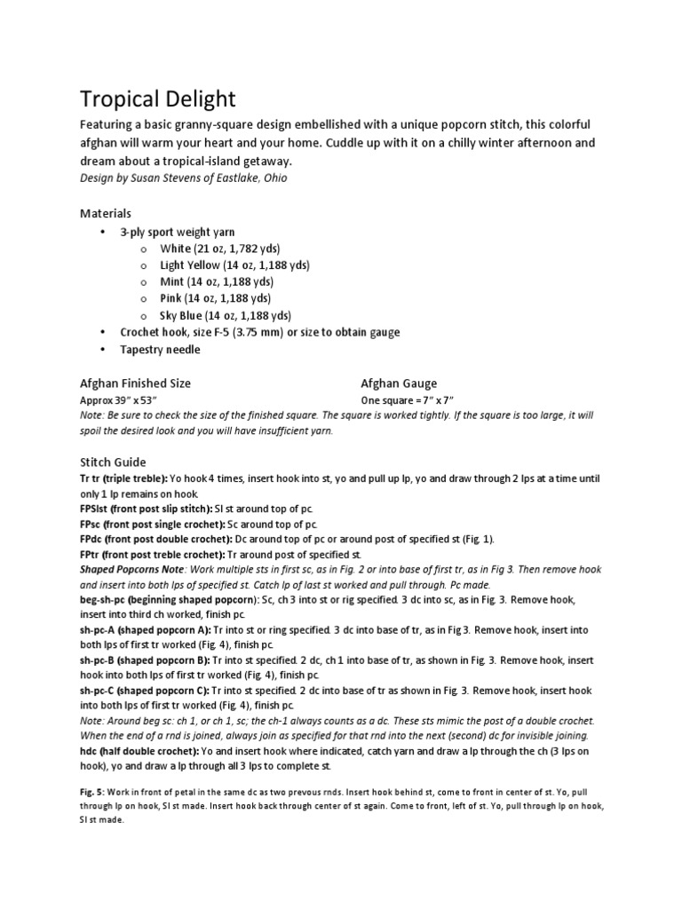 Tropical Delight Crochet Afghan | PDF | Crochet | Woven Fabrics