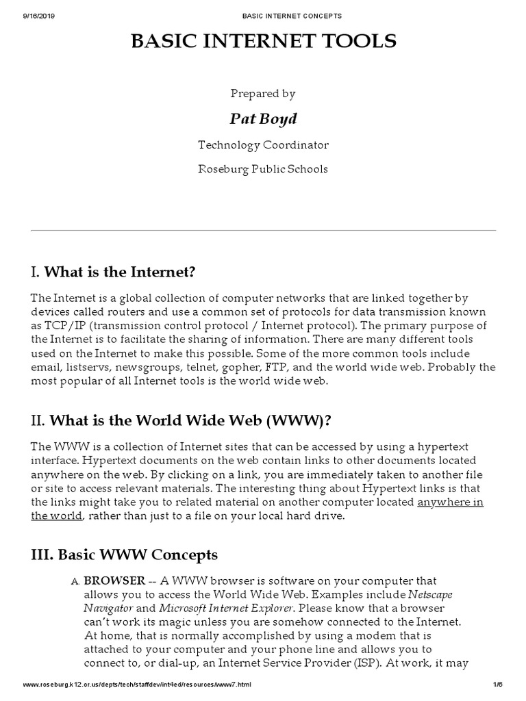 Basic Internet Concepts | PDF | World Wide Web | Internet & Web