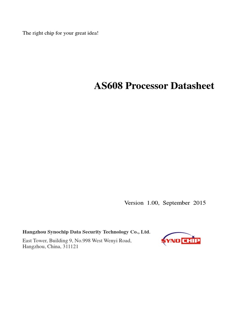 AS608 Processor Datasheet: The Right Chip For Your Great Idea! | PDF ...