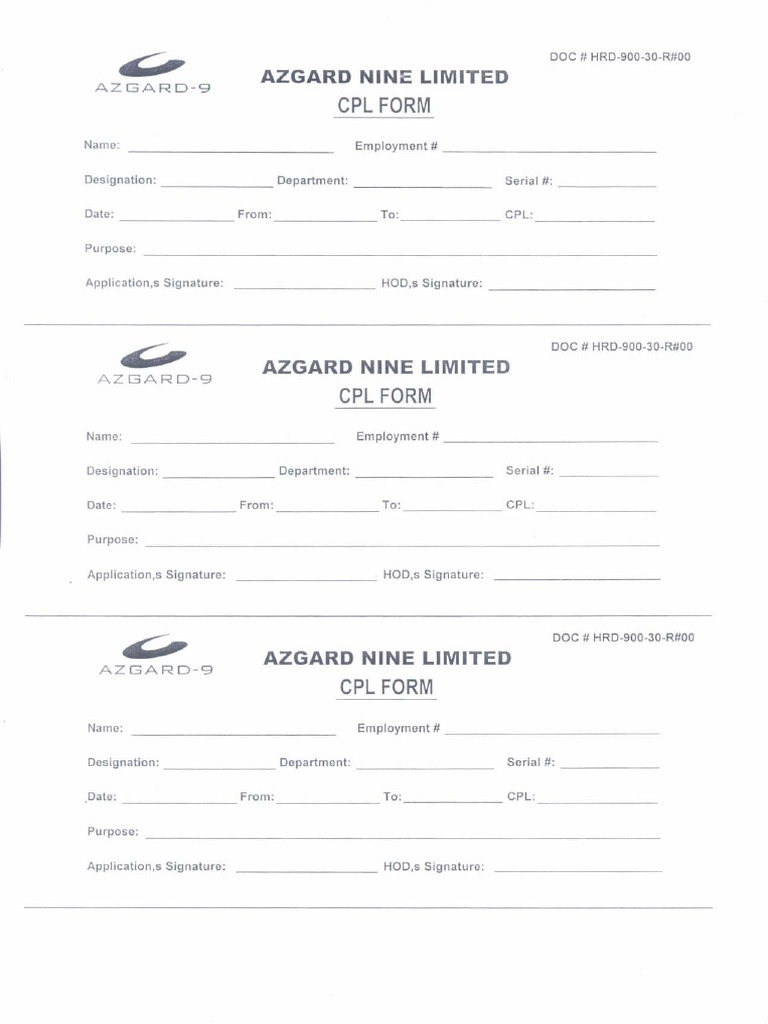 CPL Form | PDF