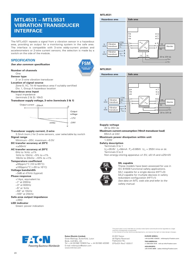 MTL4531 - MTL5531 Vibration Transducer Interface: Specification | PDF ...