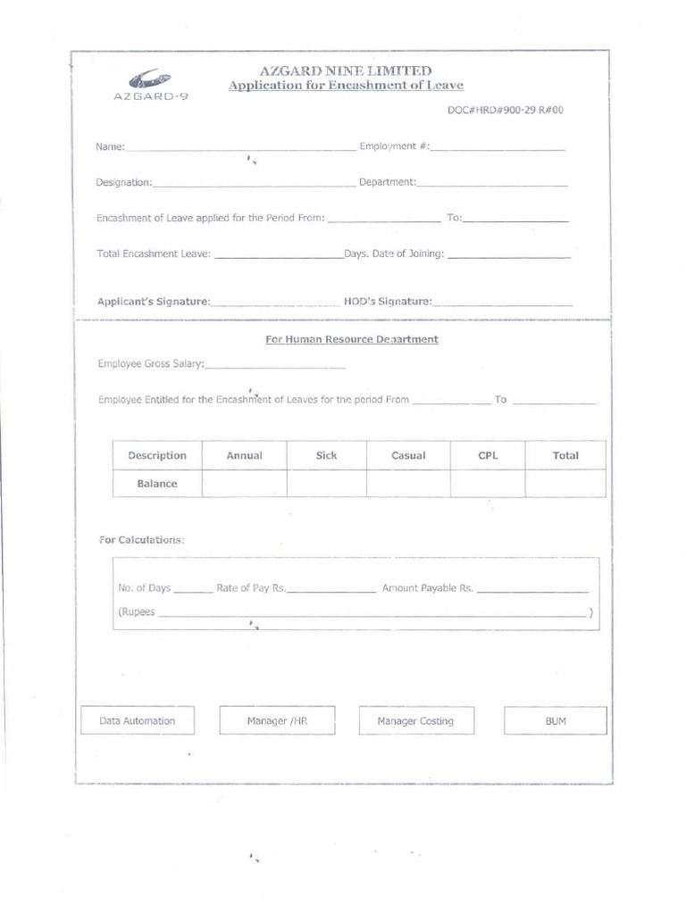 Encashment Leave Form | PDF