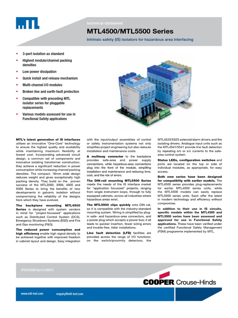 MTL 4500 5500 - Datasheet | PDF | Relay | Detector (Radio)