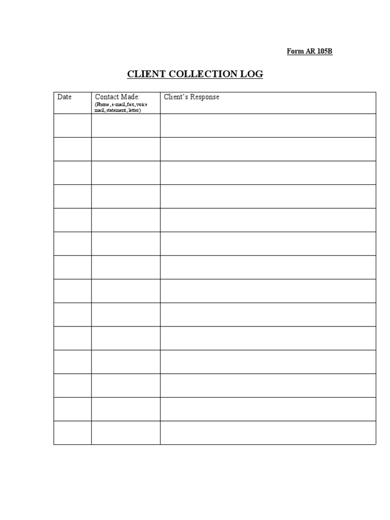 Client Collection Log Template | PDF