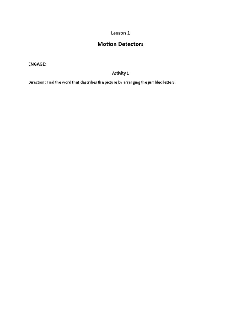 Motion Detectors: Lesson 1 | PDF