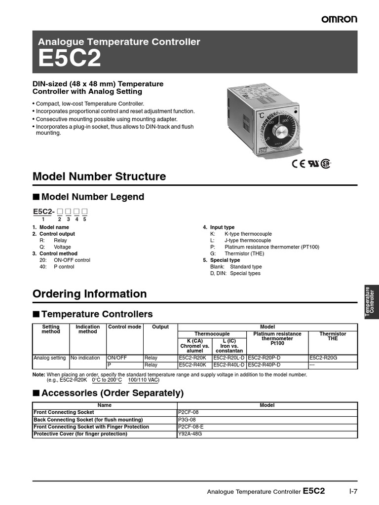 Temperature Controller E5C2 | PDF | Thermocouple | Power Supply