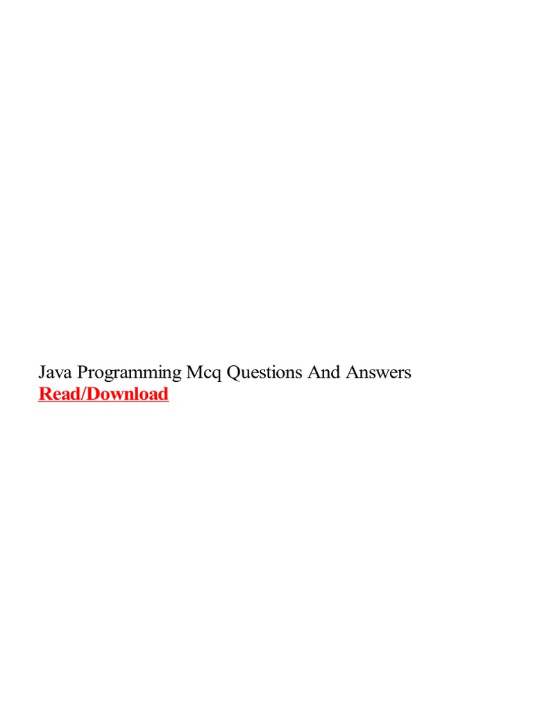 Java Programming MCQ Questions and Answers: Read/Download | PDF | Multiple Choice | Computer ...