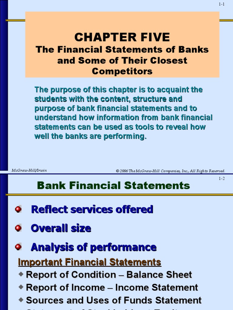 Chapter Five: The Financial Statements of Banks and Some of Their ...