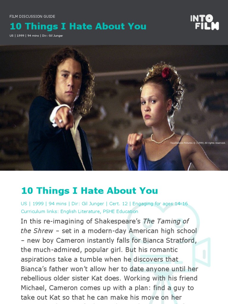 10 Things I Hate About You: Film Discussion Guide | PDF