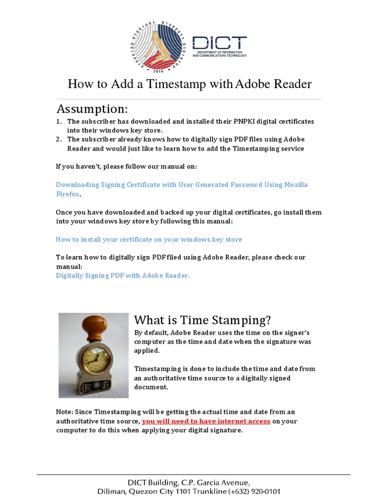 How To Add A Timestamp With Adobe Reader | PDF | Public Key Certificate ...