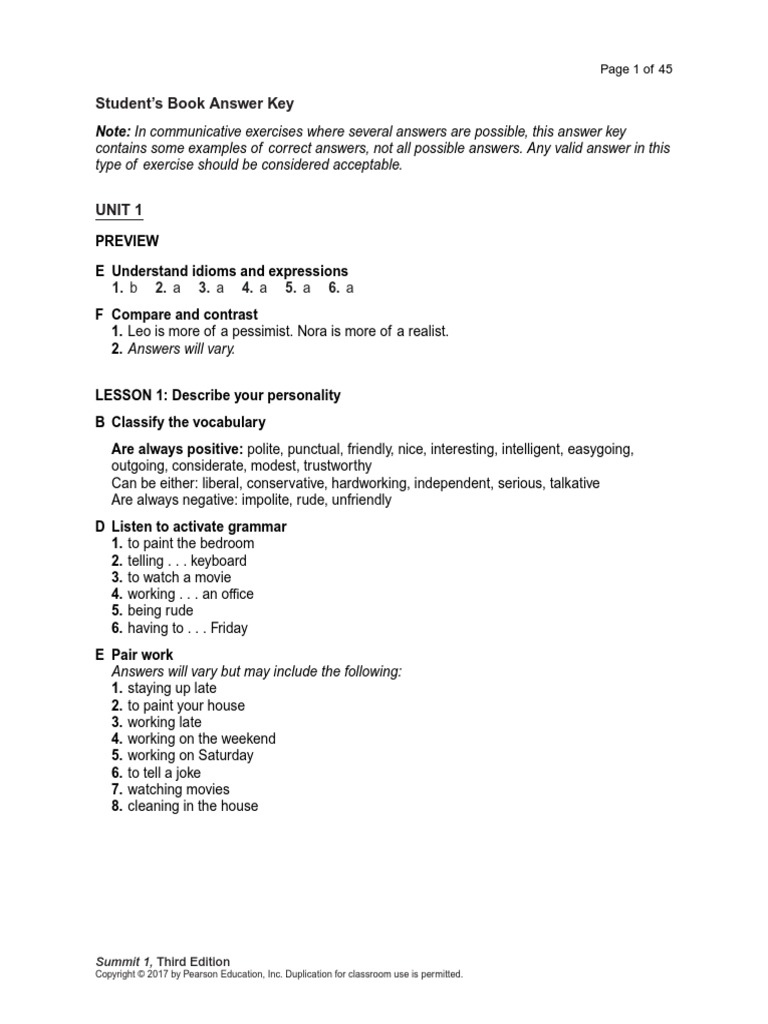 Student's Book Answer Key | PDF | Predation | Old Age