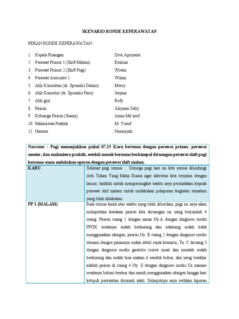 Skenario Ronde Keperawatan | PDF