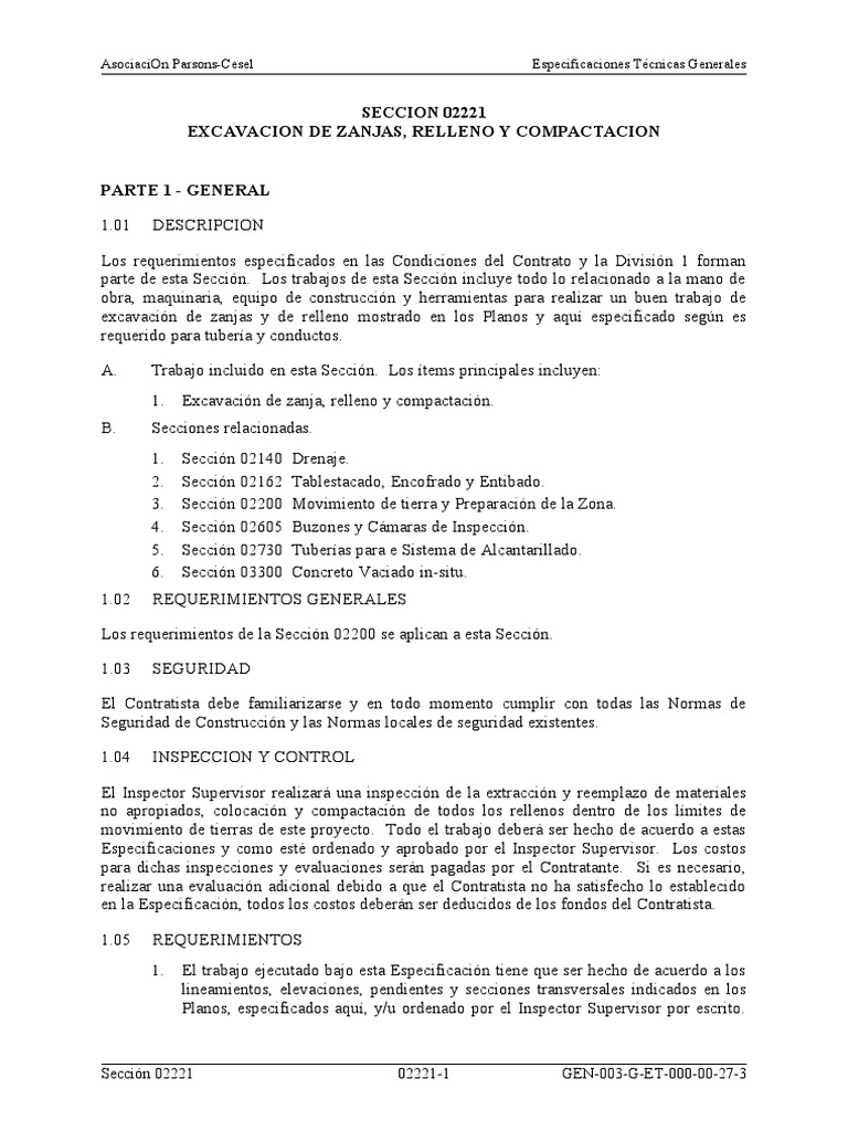 02221-Excavación de Zanjas, Relleno y Compactación | PDF | Excavación ...
