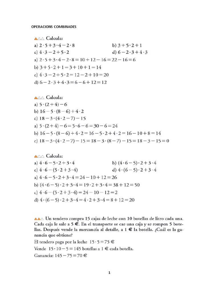 Operacions Combinades Naturals | PDF