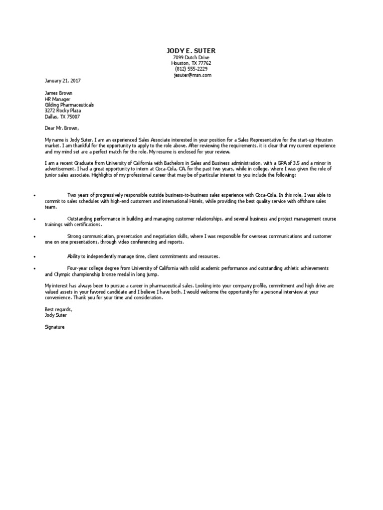 Entry-Level Cover Letter | PDF | Sales | Business