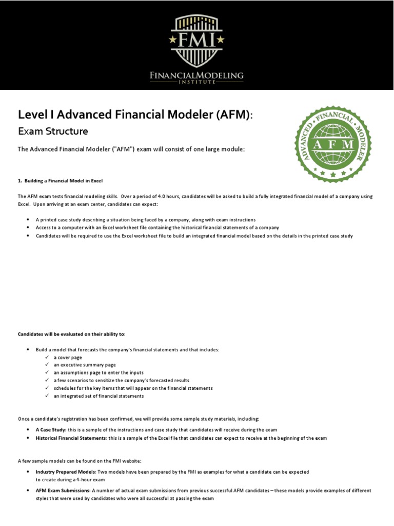 AFM Exam Structure - August 2018 | PDF | Career & Growth | Business