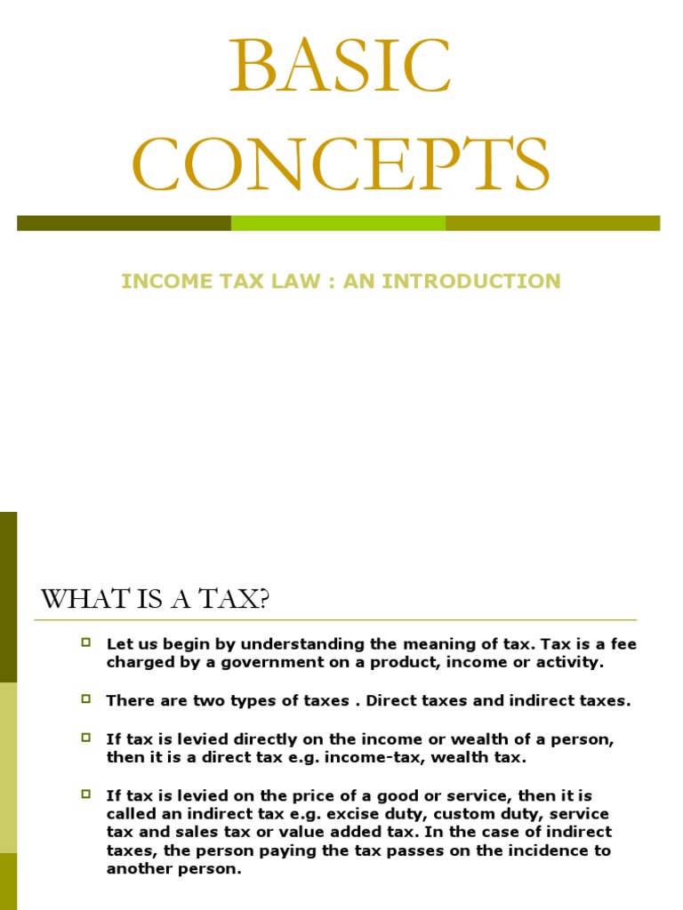 Basic Concepts of Income Tax Laws PDF | PDF | Tax Deduction | Taxes