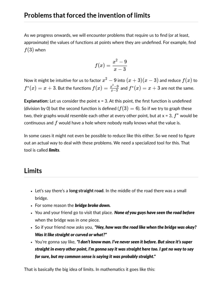 Problems That Forced The Invention of Limits: (3) (X) 3 9 9 (X + 3) (X ...