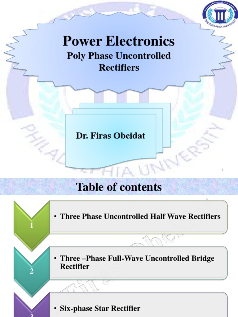 Power Electronics: Poly Phase Uncontrolled Rectifiers | PDF | Rectifier | Electric Power