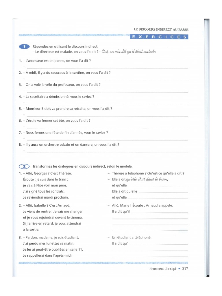 Exercices Discours Indirect | PDF