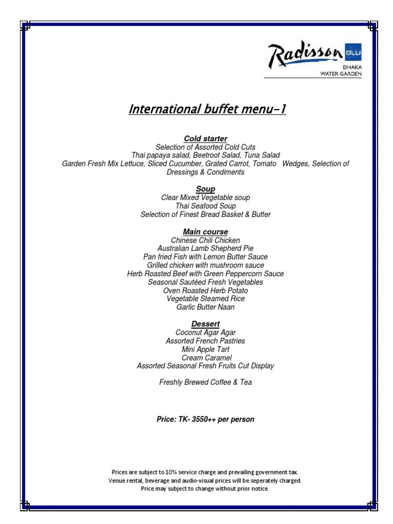 International Buffet Menu 1-5, 2018 | PDF | Thai Cuisine | Salad