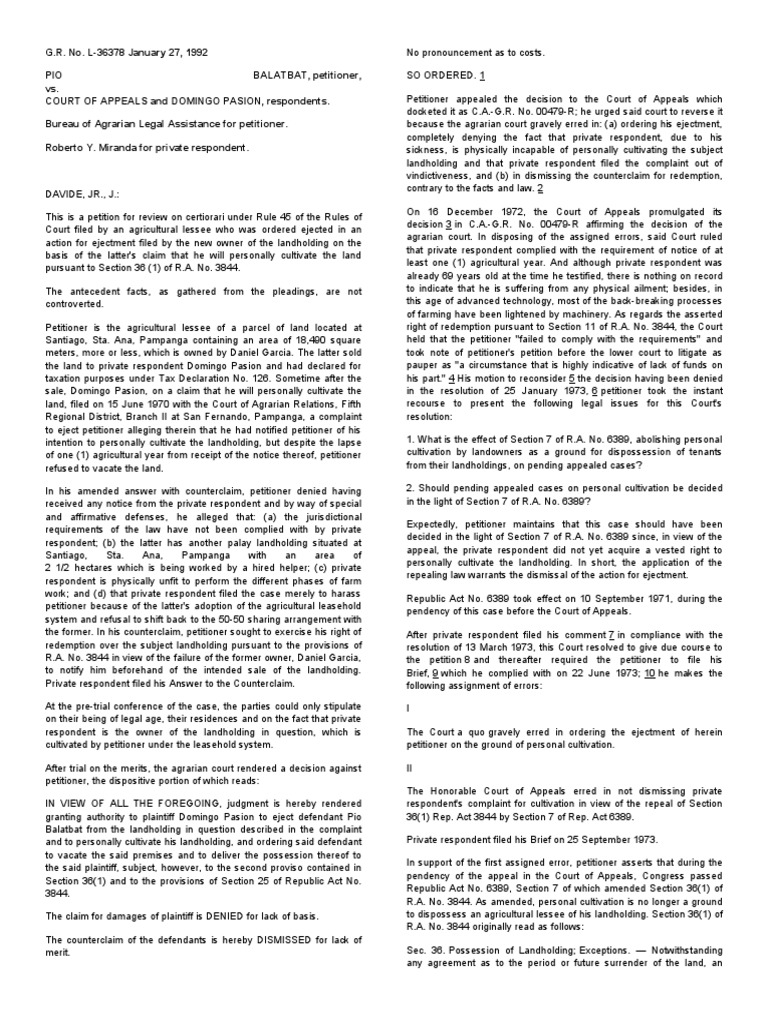 Analysis of the Effect of the Repeal of Personal Cultivation as a ...