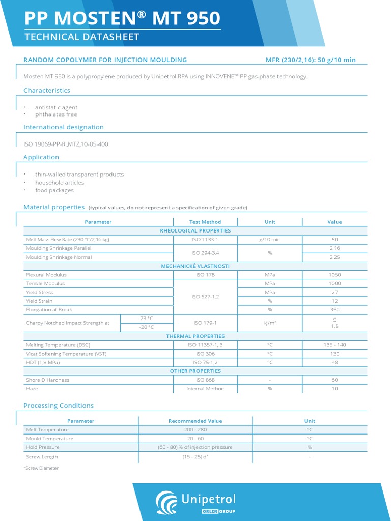 TDS - MT 950 - en | PDF | Temperature | Strength Of Materials