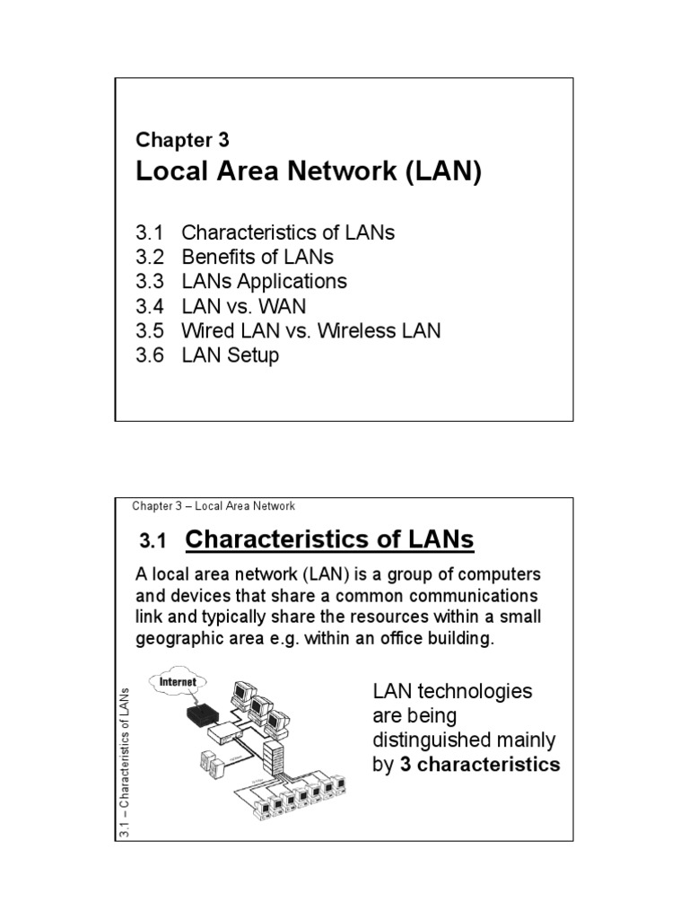 Local Area Network (Lan) : Characteristics of Lans | PDF | Local Area ...