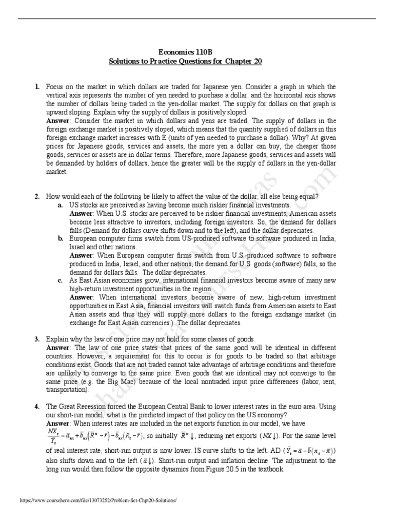 Economics 110B: FX Market Solutions | PDF