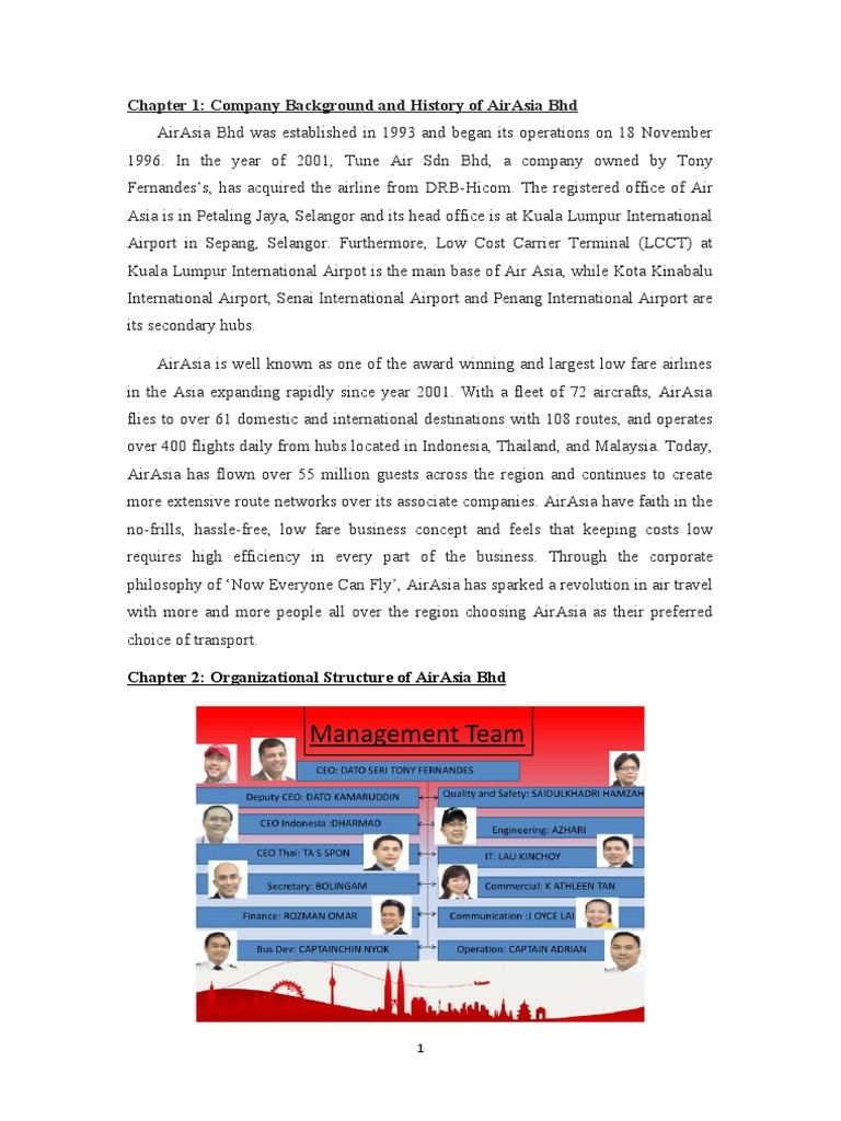 Chapter 1: Company Background and History of Airasia BHD | PDF ...