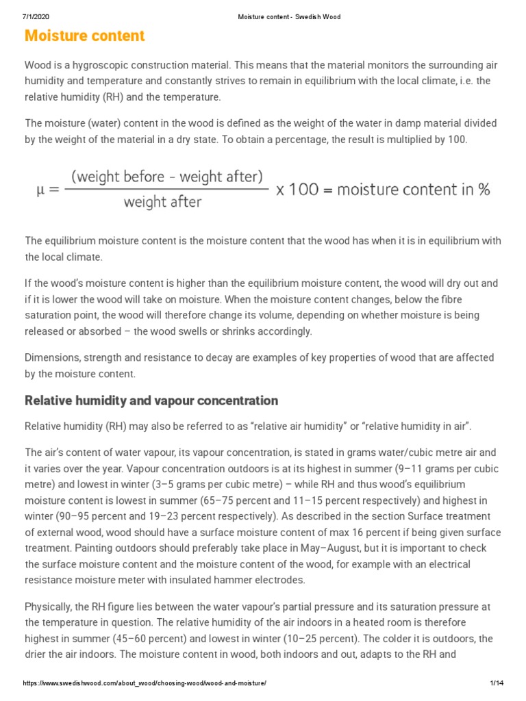 Wood Moisture Content and Calibration Guide | PDF | Humidity | Relative ...