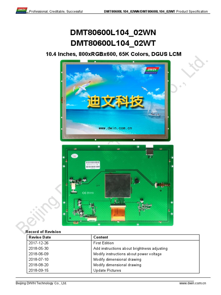 Dmt80600L104 - 02Wn Dmt80600L104 - 02Wt: 10.4 Inches, 800Xrgbx600, 65K ...