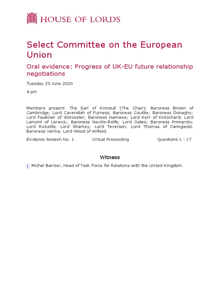 Progress of UK-EU Future Relationship Negotiations | PDF | Brexit ...