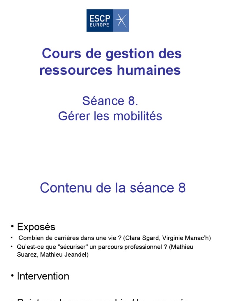 Presentation Cours Seance 8 | PDF | Gestion des ressources humaines | Business