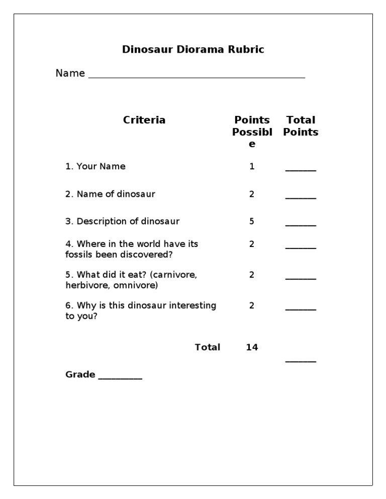 Dinosaur Diorama Rubric | PDF