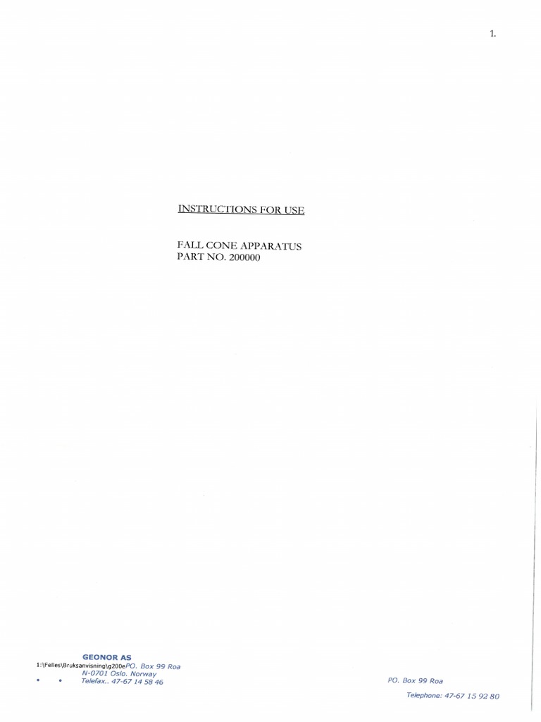 Geonor Fall Cone Device | PDF