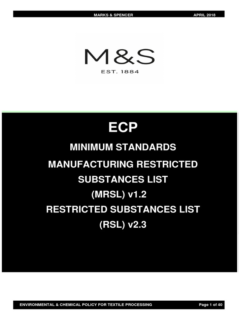 Minimum Standards Manufacturing Restricted Substances List (MRSL) v1.2 ...