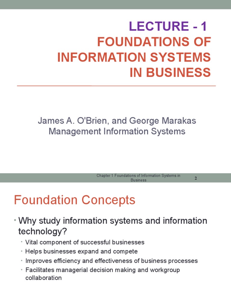 Foundations of Information Systems in Business: Lecture - 1 | PDF ...