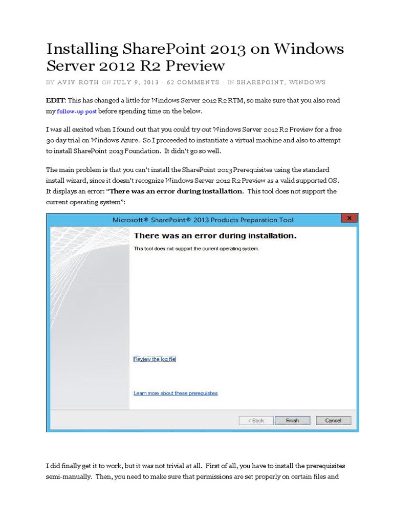 Installing SharePoint 2013 On Windows Server 2012 R2 Preview | PDF | Share Point | Internet ...