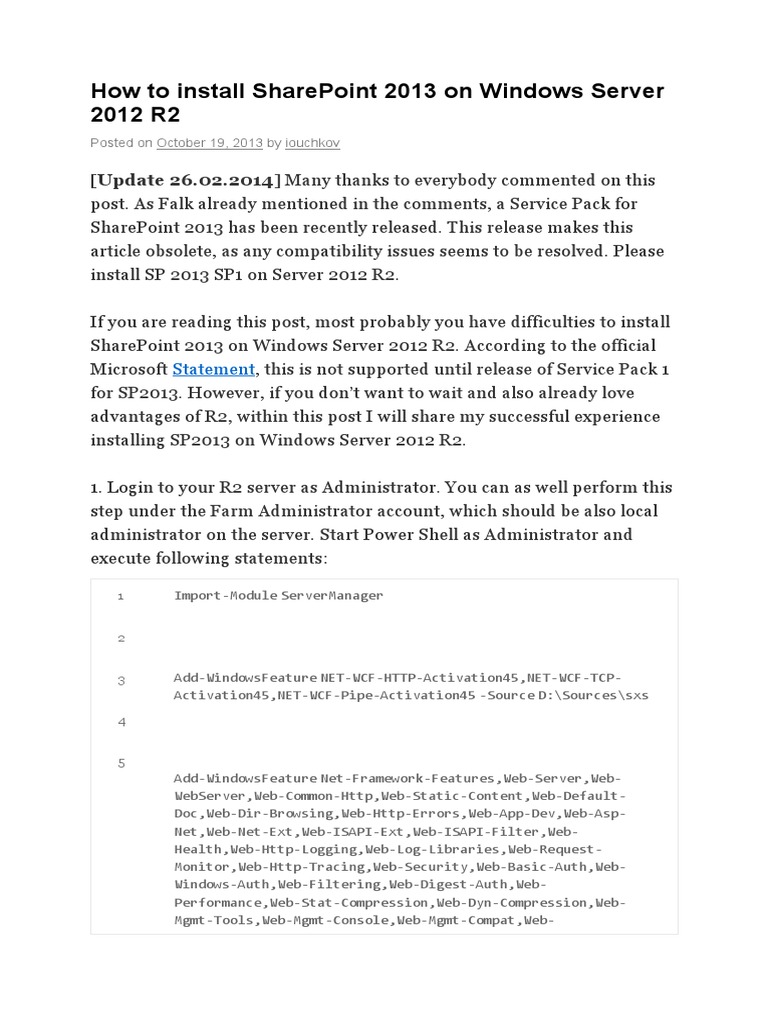 How To Install SharePoint 2013 On Windows Server 2012 | PDF | Share Point | Microsoft Windows